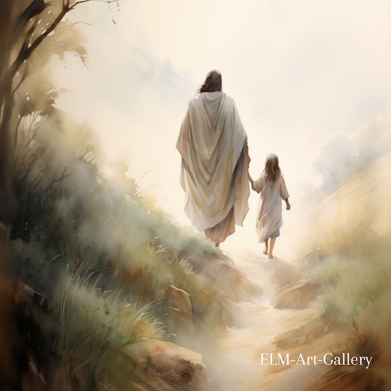 Follow Me Jesus Landscape Print, Jesus Walking Art, Bible Art ...