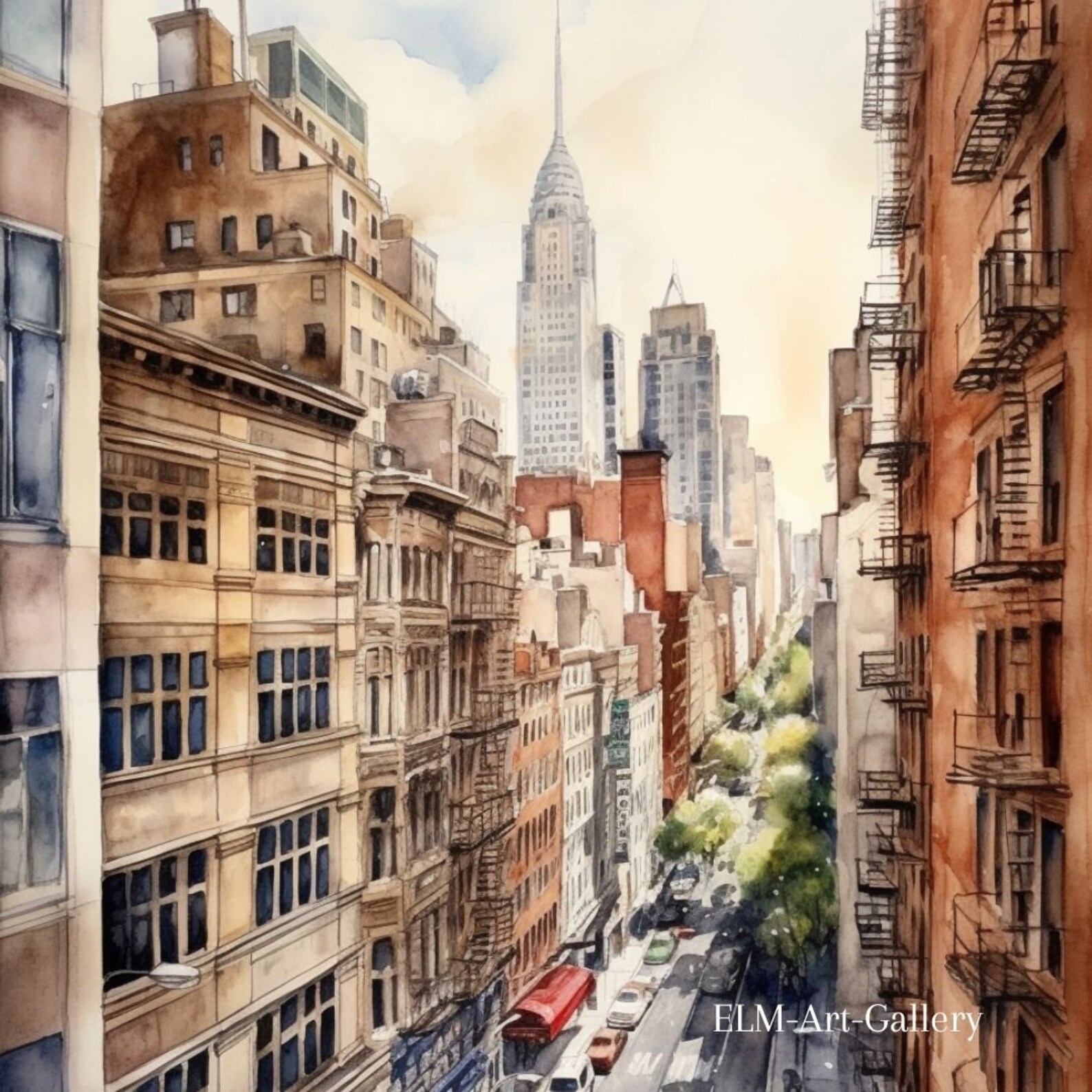 New York City Streets Painting, Wall Art, Wall Art Digital Print ...