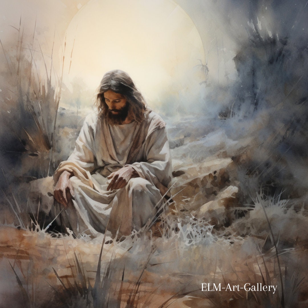 Jesus Praying Wall Art Bible Art Scripture Painting - Etsy