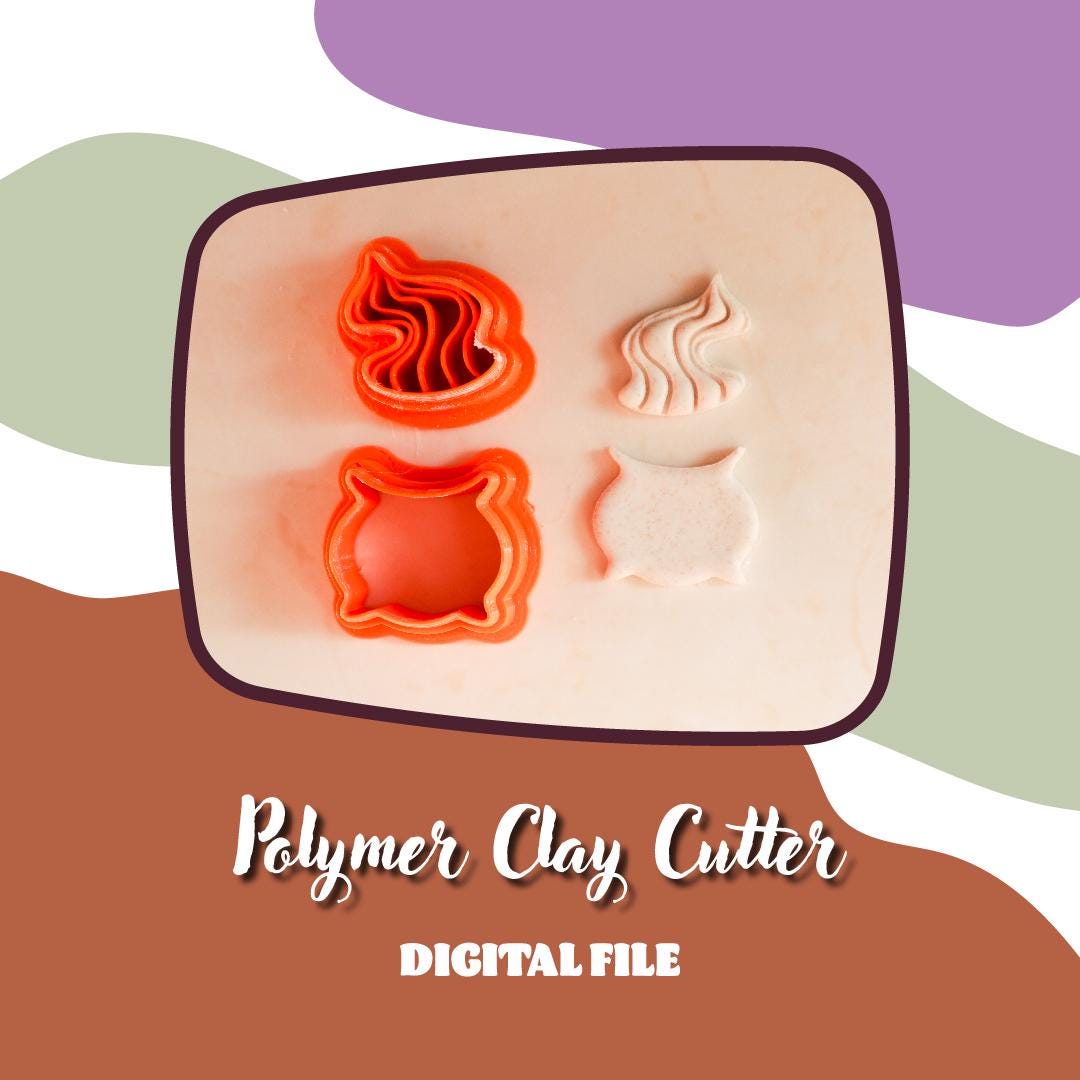 Halloween Cauldron With Lines | Digital STL File, Polymer Clay Cutter ...