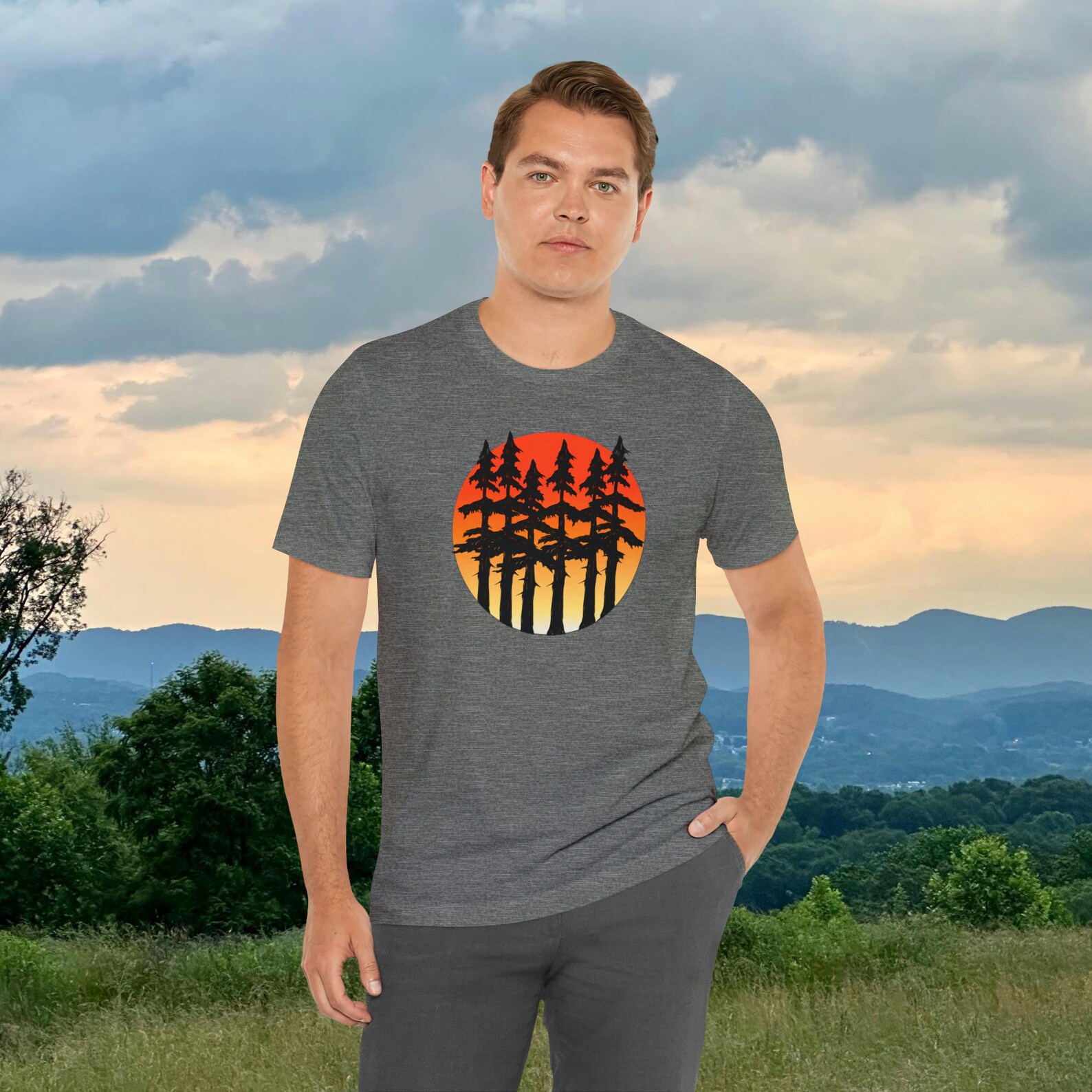 Forest Sunset Shirt, Outdoors Shirt, Unisex Shirt, Explore the Outdoors ...