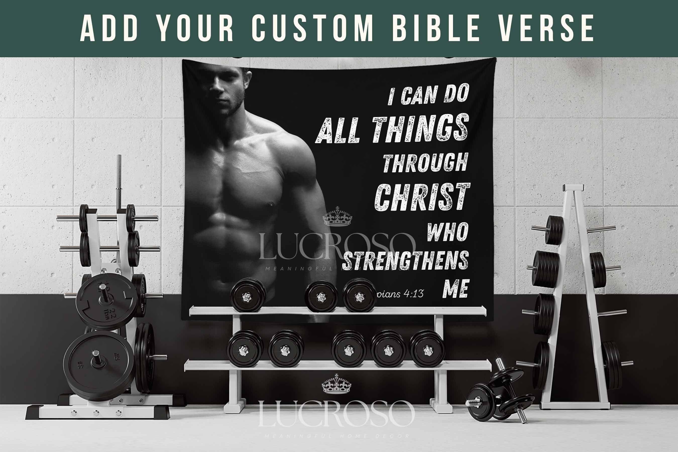 Custom Tapestry Bible Verse Custom Banner Home Gym Decor Wall Hanging ...