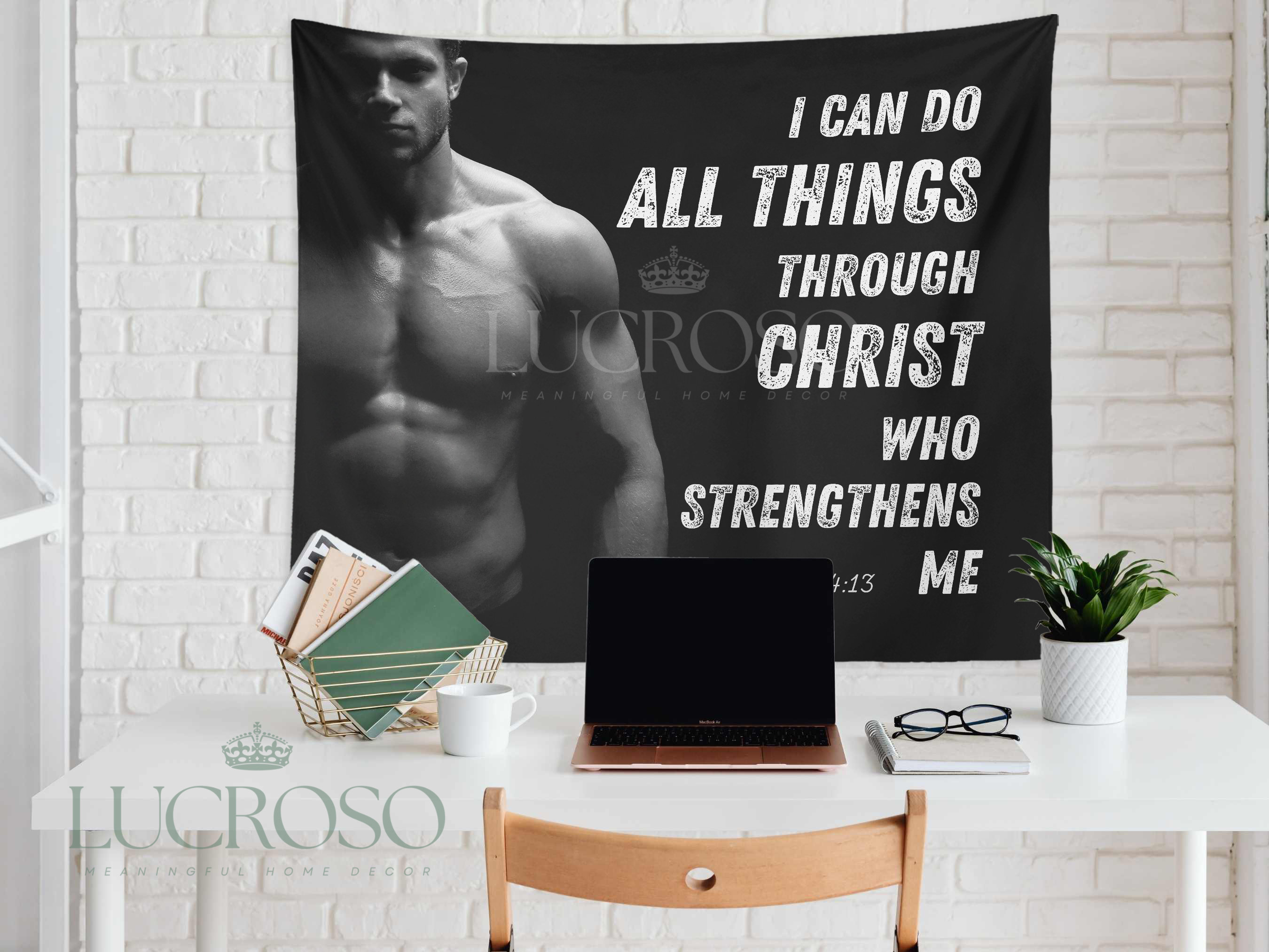 Custom Tapestry Bible Verse Custom Banner Home Gym Decor Wall Hanging ...