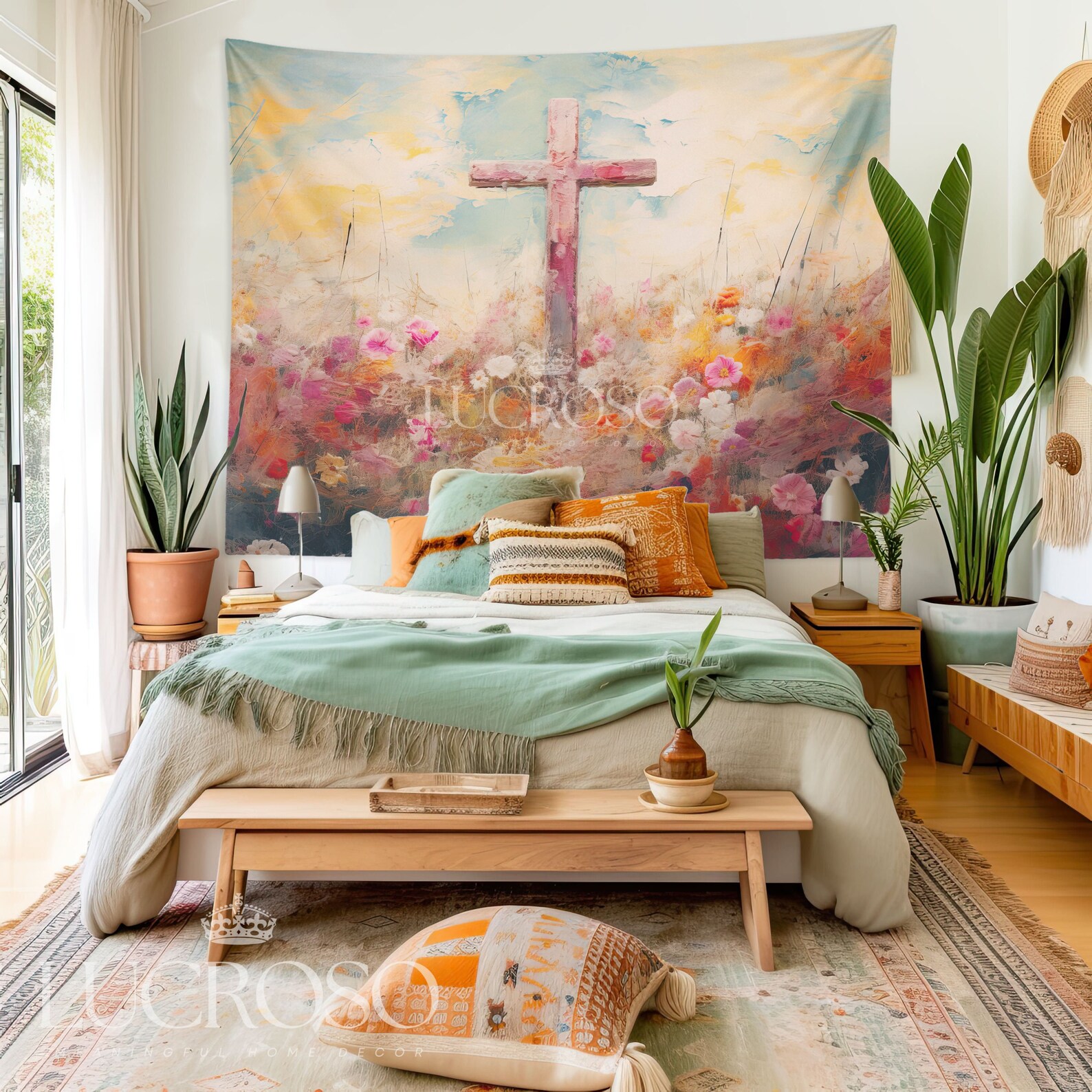 Boho Decor Christian Tapestry Wall Hanging Retro Art Boho Wall Hanging ...