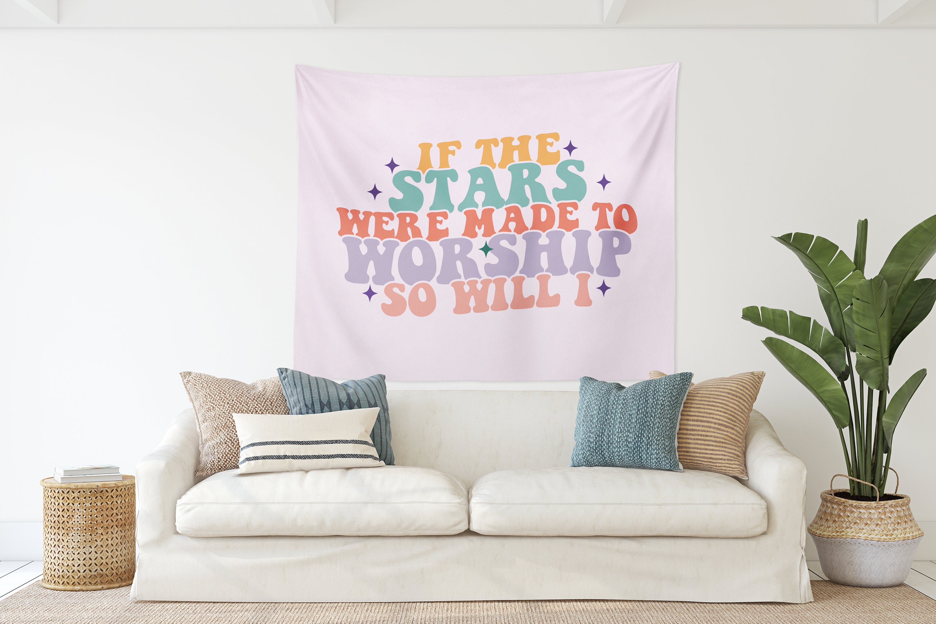 Christian Boho Tapestry Wall Hanging If the Stars Were Made to Worship ...