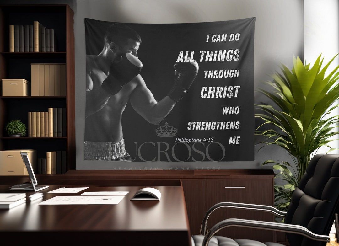 Christian Tapestry Boxing Tapestry Christian Gift for Him Custom Wall ...