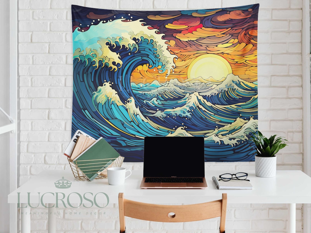 Wave Tapestry Ocean Wall Hanging Tapestry Decor Water Tapestry Wall ...
