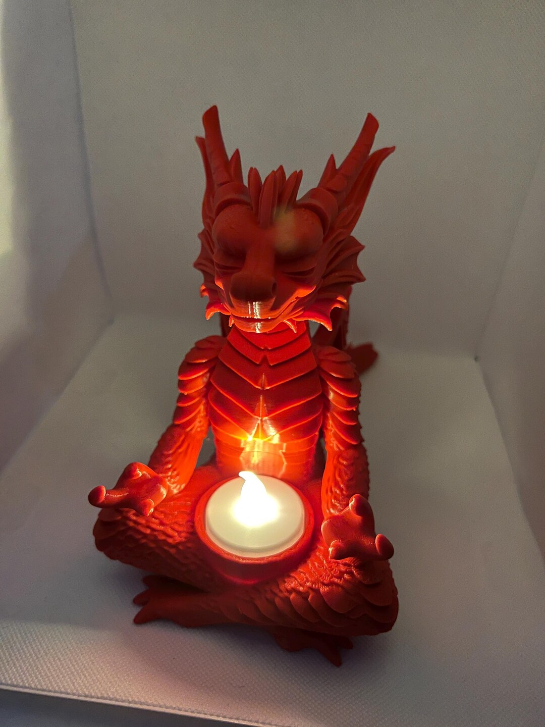 3D Printed Meditating Dragon Tea Light Holder: Gothic Fantasy Decor - Etsy