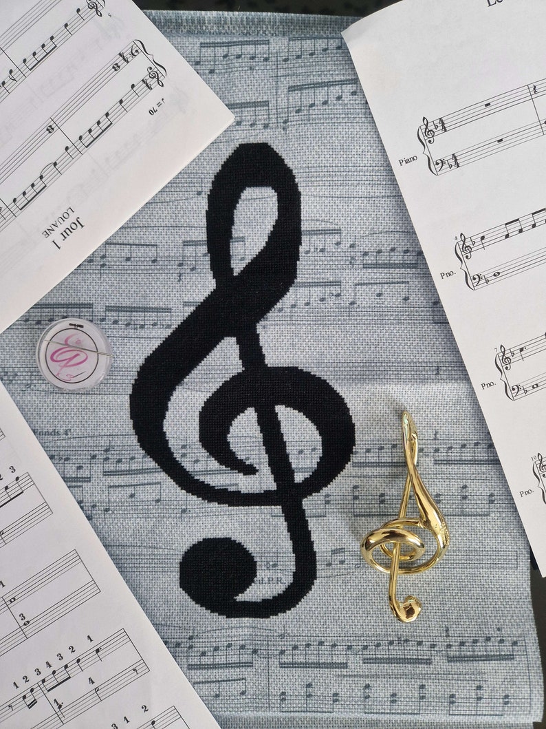 Treble Clef Cross Stitch Pattern PDF - Elise Broderie - - Etsy