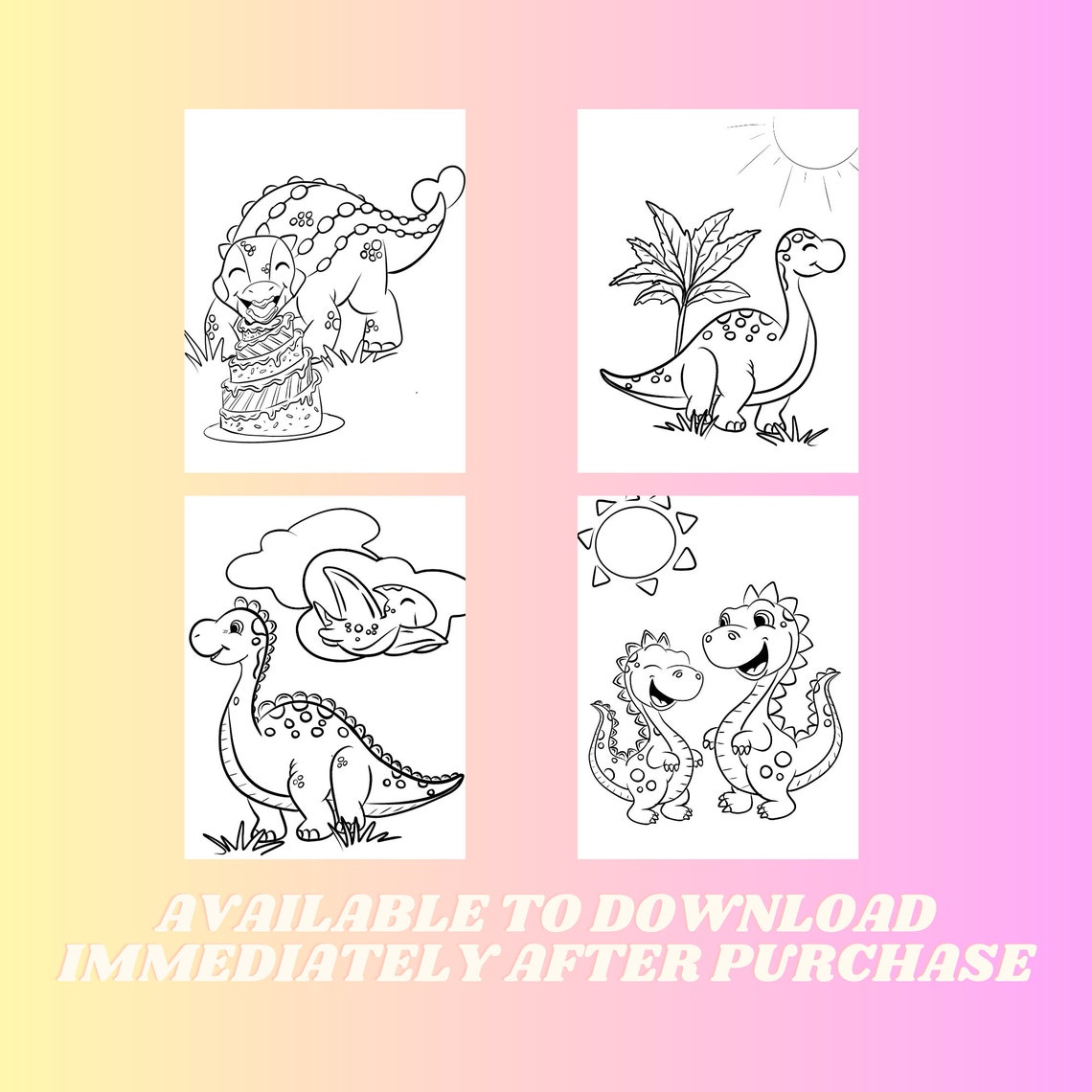 8 Printable Dino Colouring Sheets for Kids and Adults. - Etsy