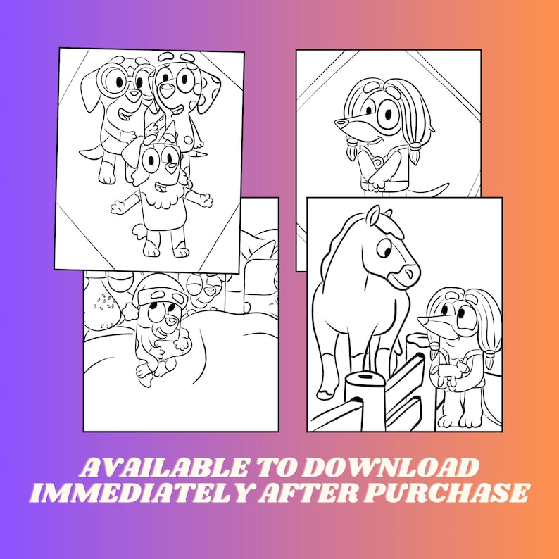 25 Printable Bluey Colouring Sheets for Kids and Adults - Etsy