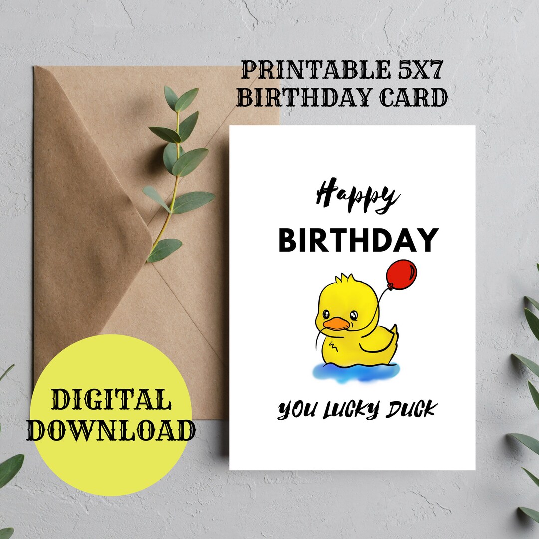 Printable Duck Birthday Card - Etsy