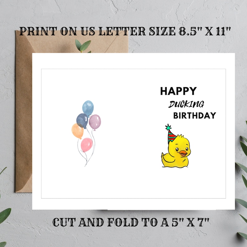 Printable Duck Birthday Card - Etsy