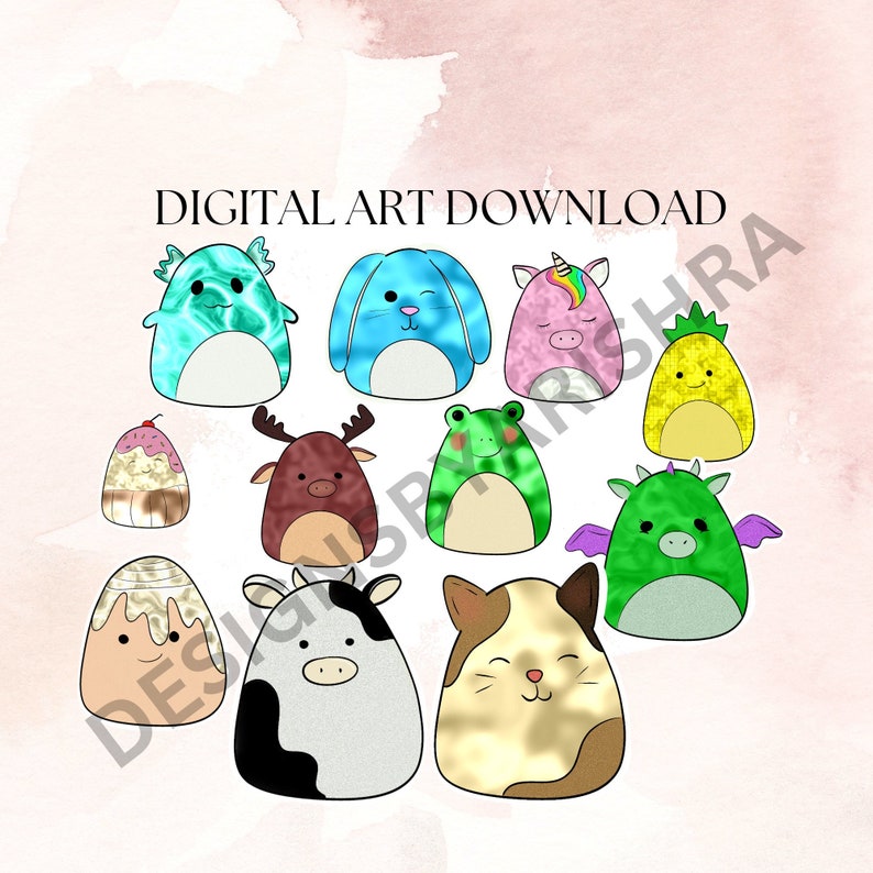 11 Printable Squishmallow Themed Stickers, Digital PNG Clipart - Etsy