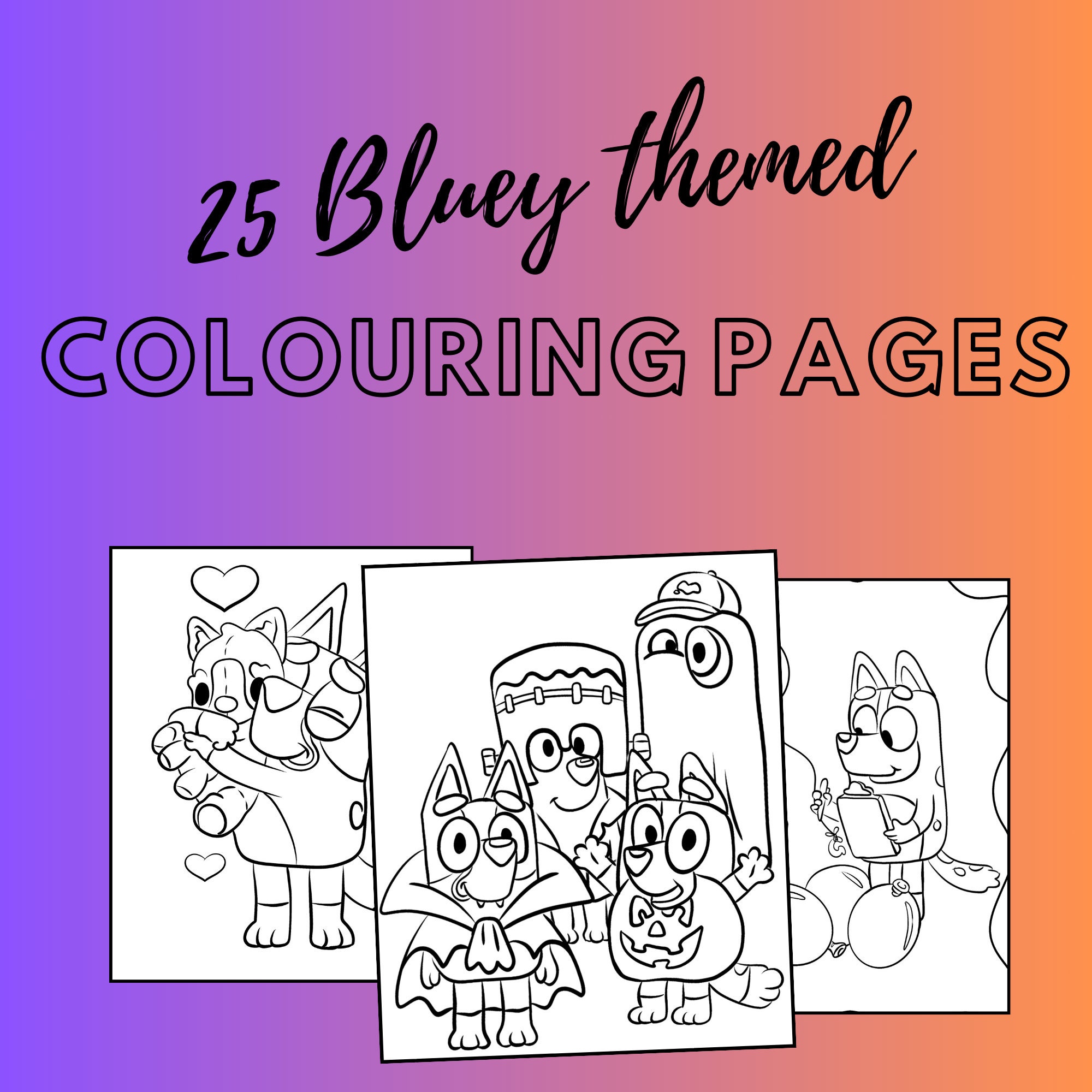 25 Printable Bluey Colouring Sheets for Kids and Adults - Etsy
