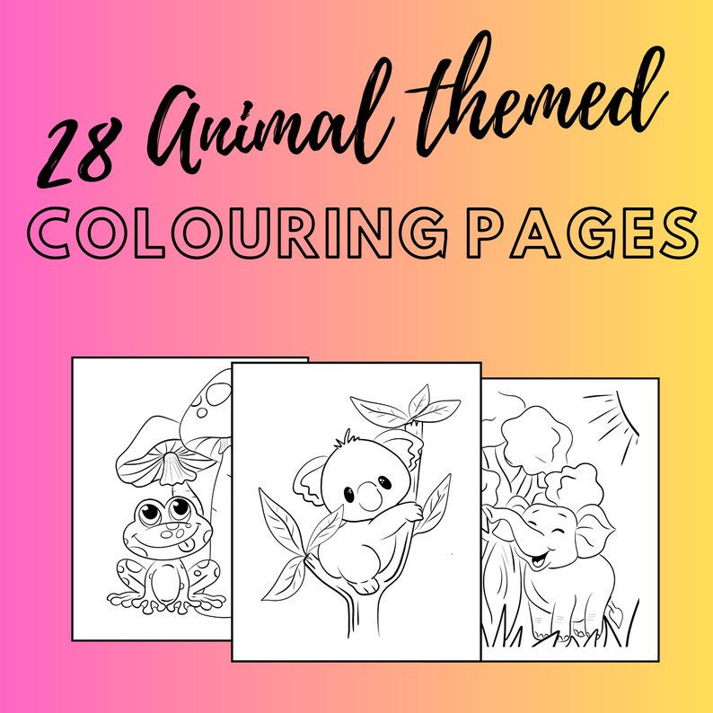 28 Printable Animal Themed Colouring Pages for Kids and Adults - Etsy