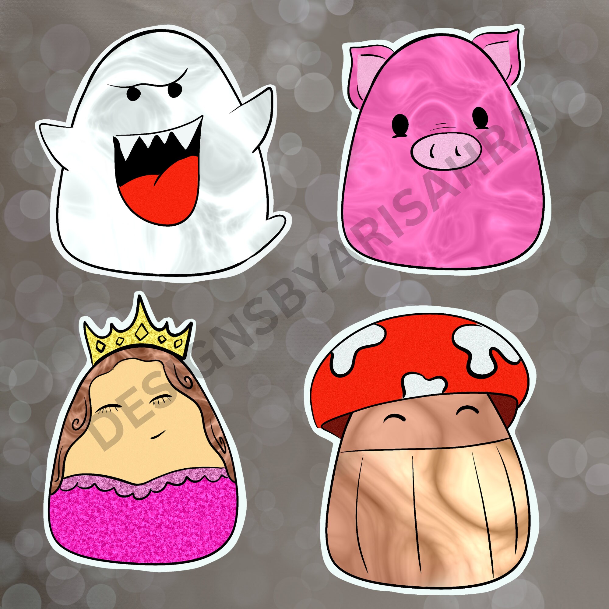 11 Printable Squishmallow Ninja Turtle Mario Themed Stickers, Digital ...