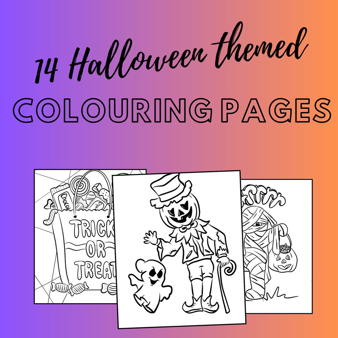 14 Printable Halloween Themed Colouring Sheets for Kids and Adults - Etsy