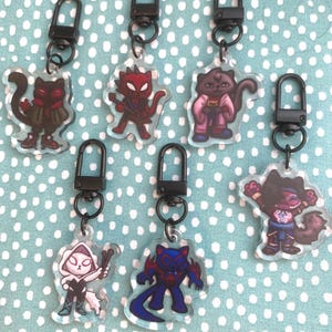 Spider Cat Verse Acrylic Keychain Meows Morales - Etsy