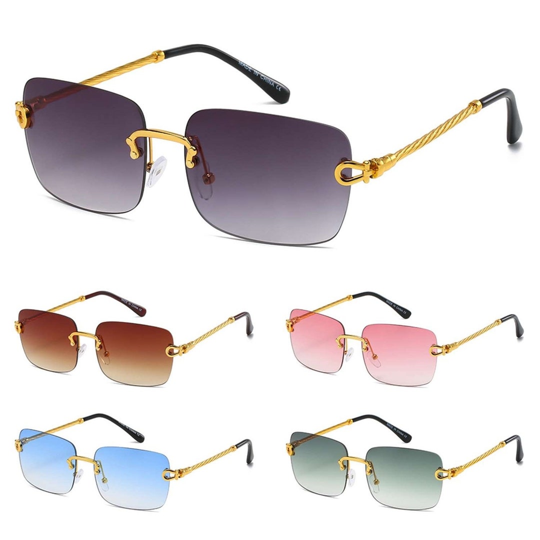 Sunglasses Men Hip Hop Shades Fashion Designer Gold Frame Black Brown ...