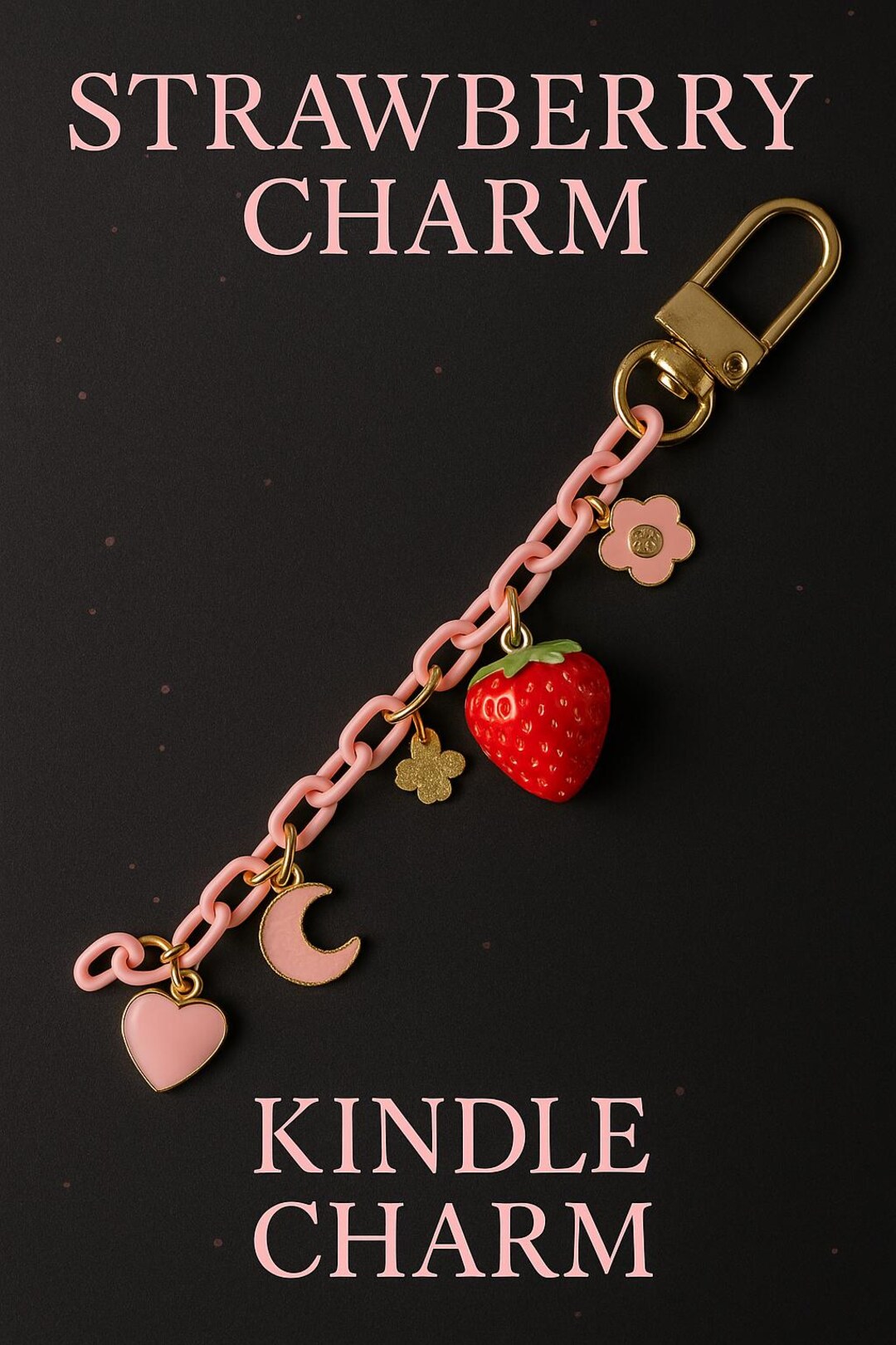 Strawberry Charm Keychain | Pastel Pink Acrylic Bag Charm, Kawaii ...