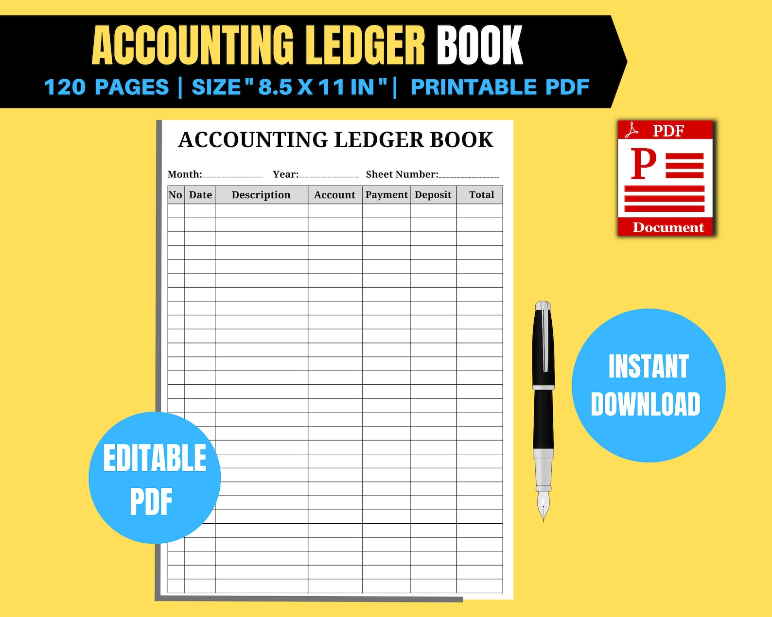 Accounting Ledger Booktemplate Accounting Accounting Ledger - Etsy