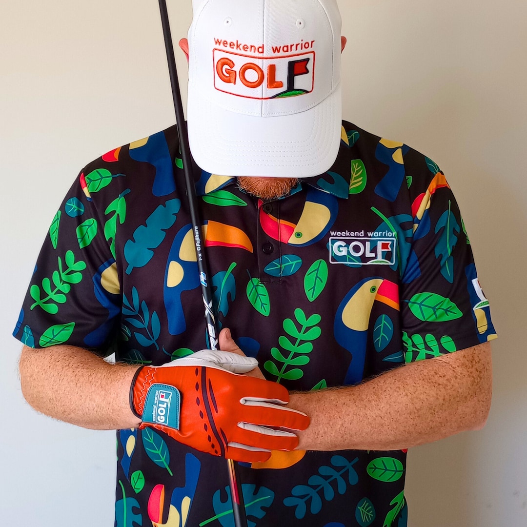 Golf Polo Funny Men Golf Shirt Hawaii Polo Shirt Golf Dad Gift Golf Shirt Black Tropical Polo ...