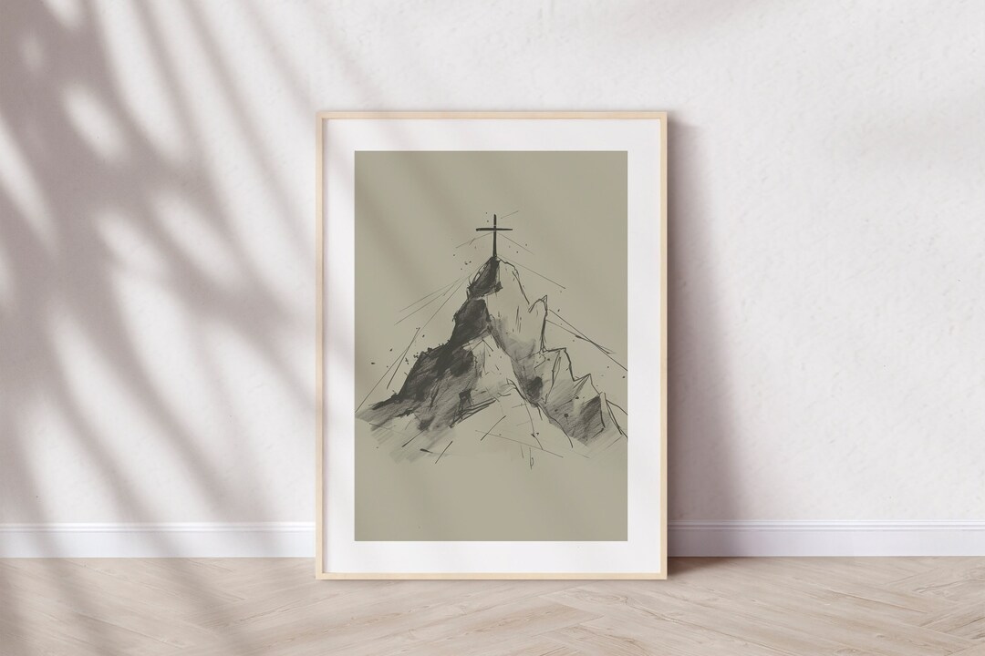 Mount Calvary Art Print: Minimalist Christian Wall Art (digital ...