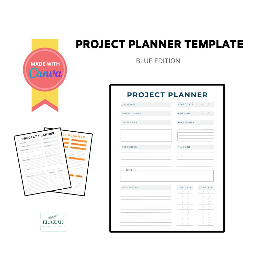 Project Planner Printable Project Management Template - Etsy