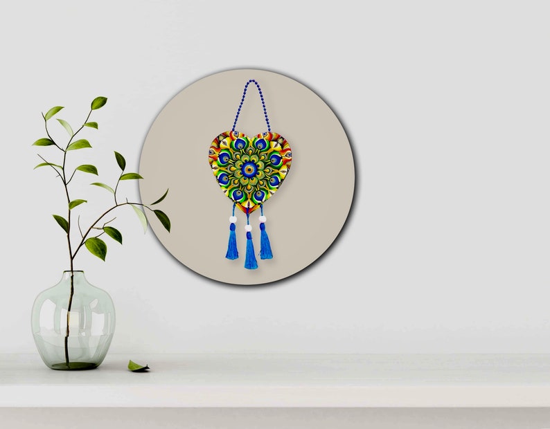 Heart Mandala Art With Blooming Flowers, Spring Boho Wall Decor ...
