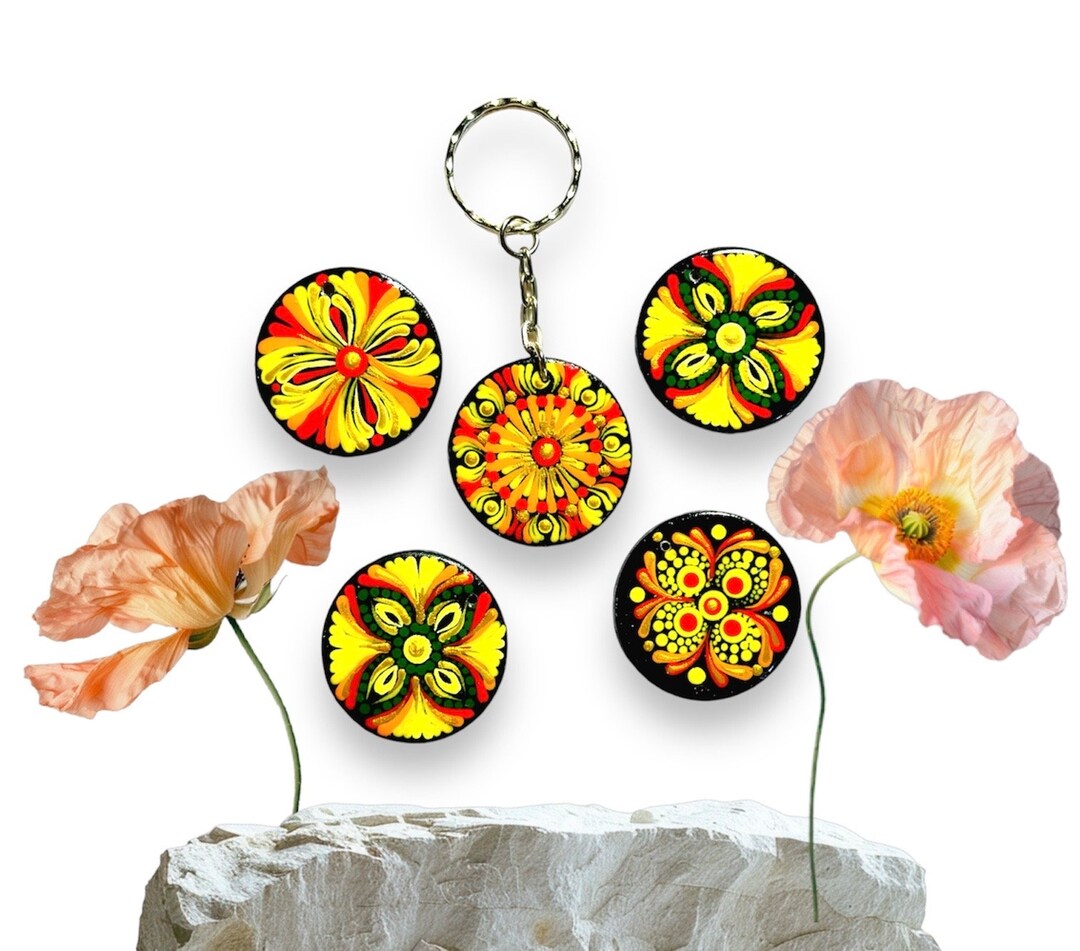 Resin Keychain Personalized Acrylic Dot Art Mandala Keychains Hand ...
