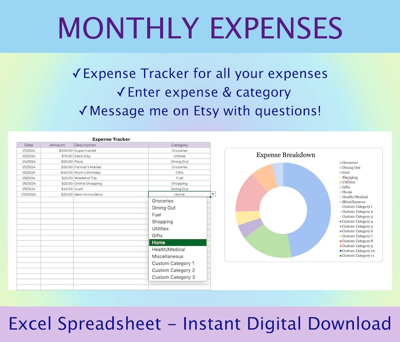 Monthly Budget Excel Spreadsheet Template | Simple Budget Planner ...