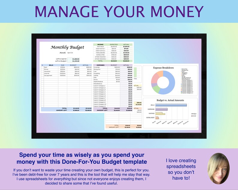 Monthly Budget Excel Spreadsheet Template | Simple Budget Planner ...