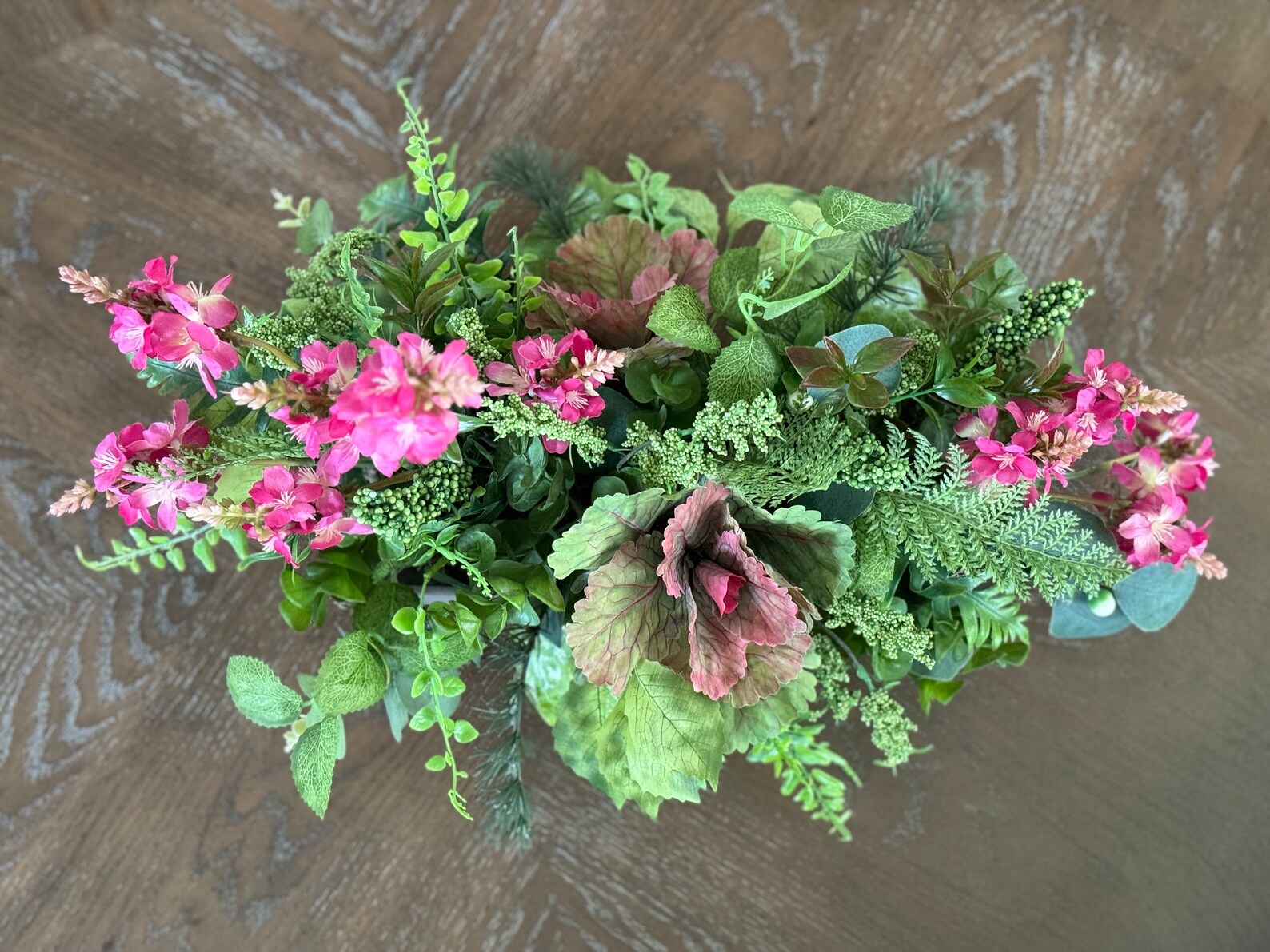 Faux Cabbage Centerpiece, Porch Decor, Kitchen Decor, Hot Pink Sweet ...