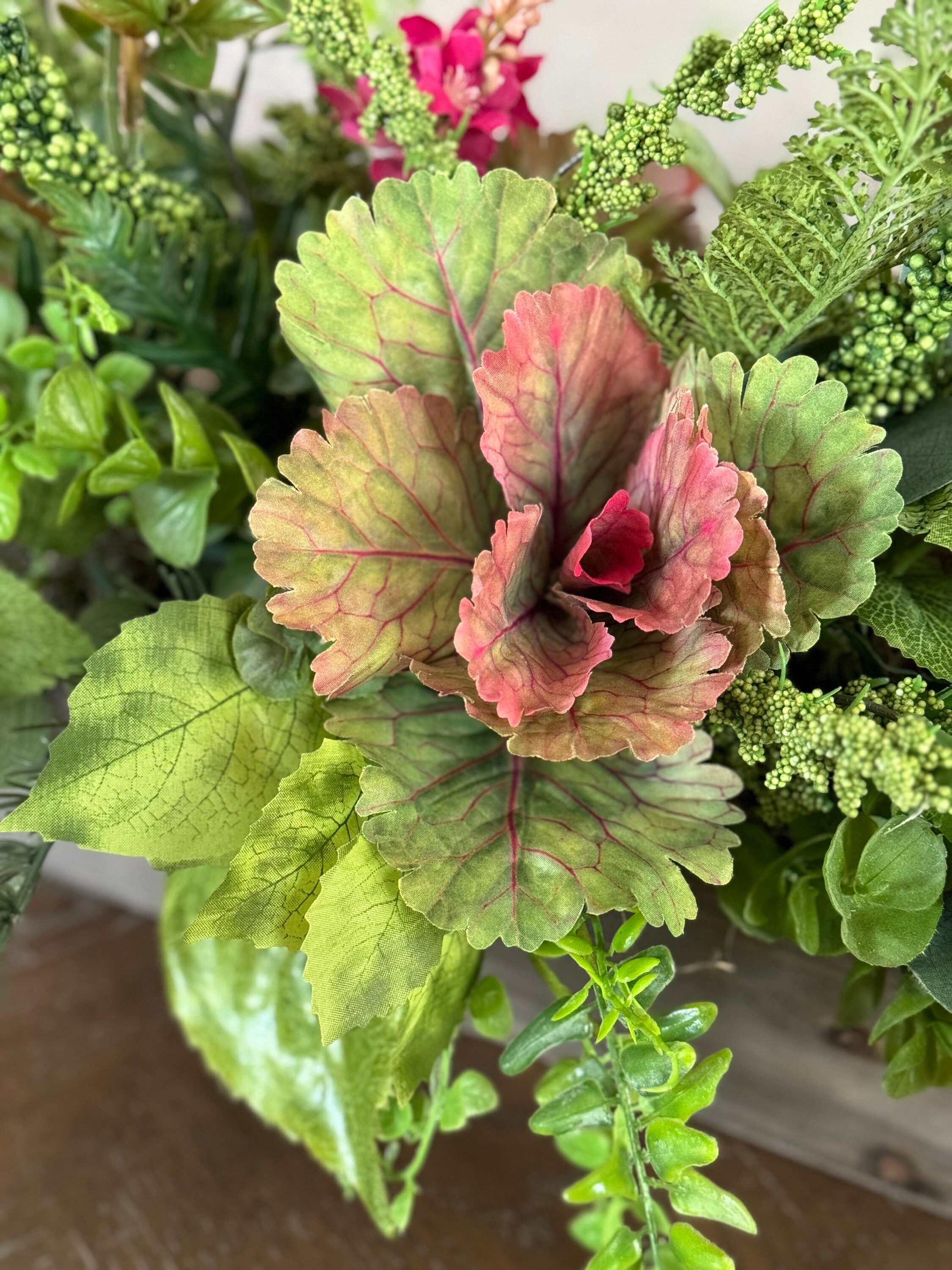 Faux Cabbage Centerpiece, Porch Decor, Kitchen Decor, Hot Pink Sweet ...