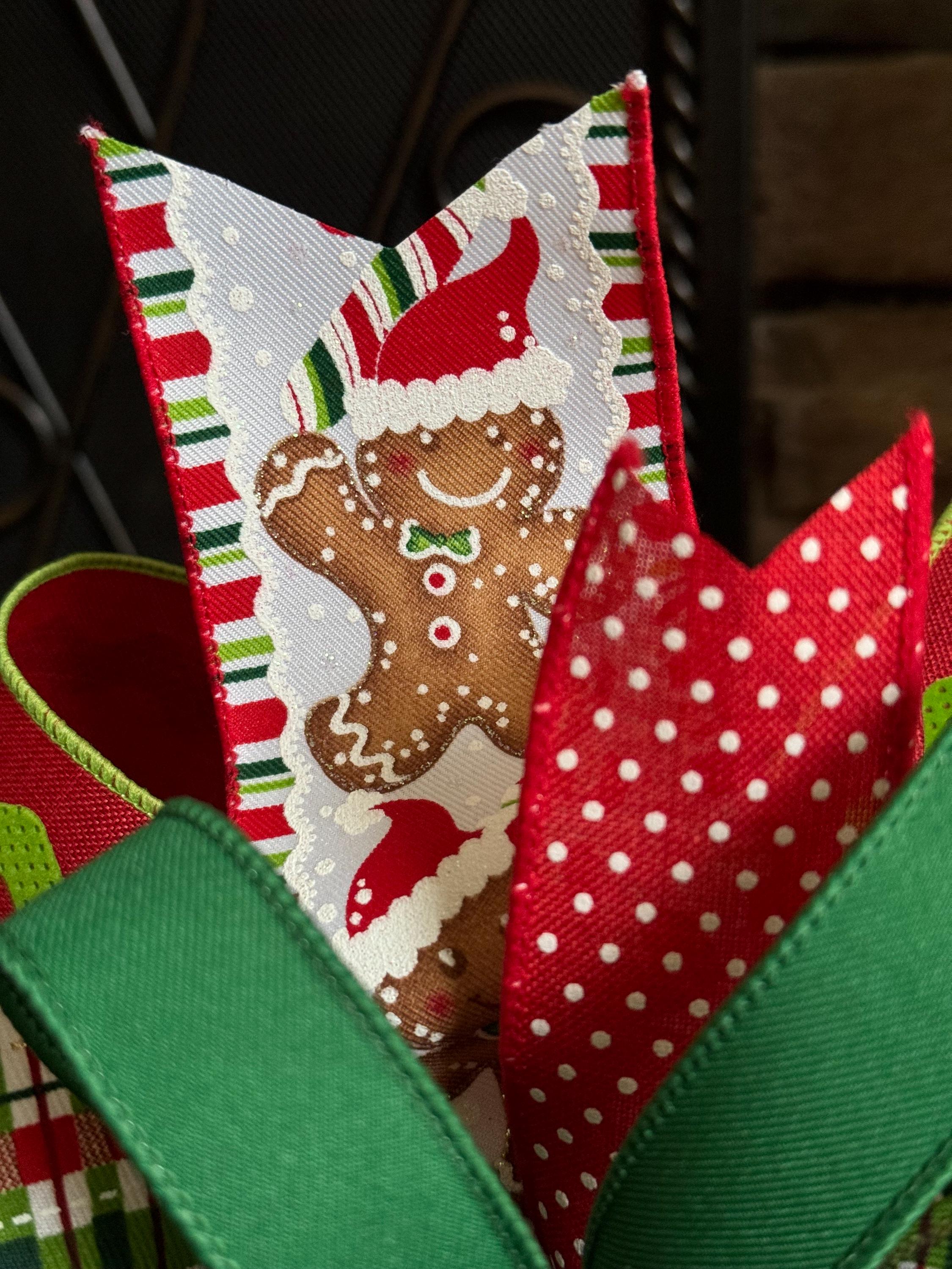 Christmas Gingerbread Bow: Red, Green and Plaid Holiday Decor - Etsy