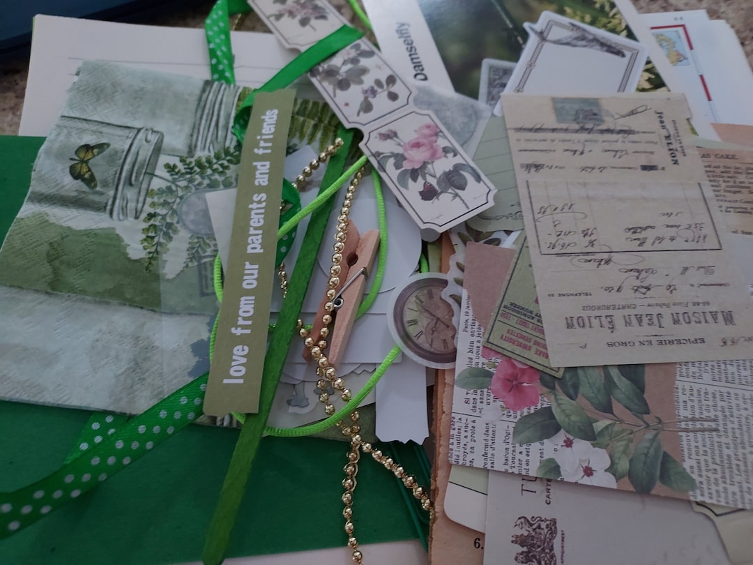 65 Pcs Green Journaling Beginner Kit Scrapbook Junk Journal. - Etsy