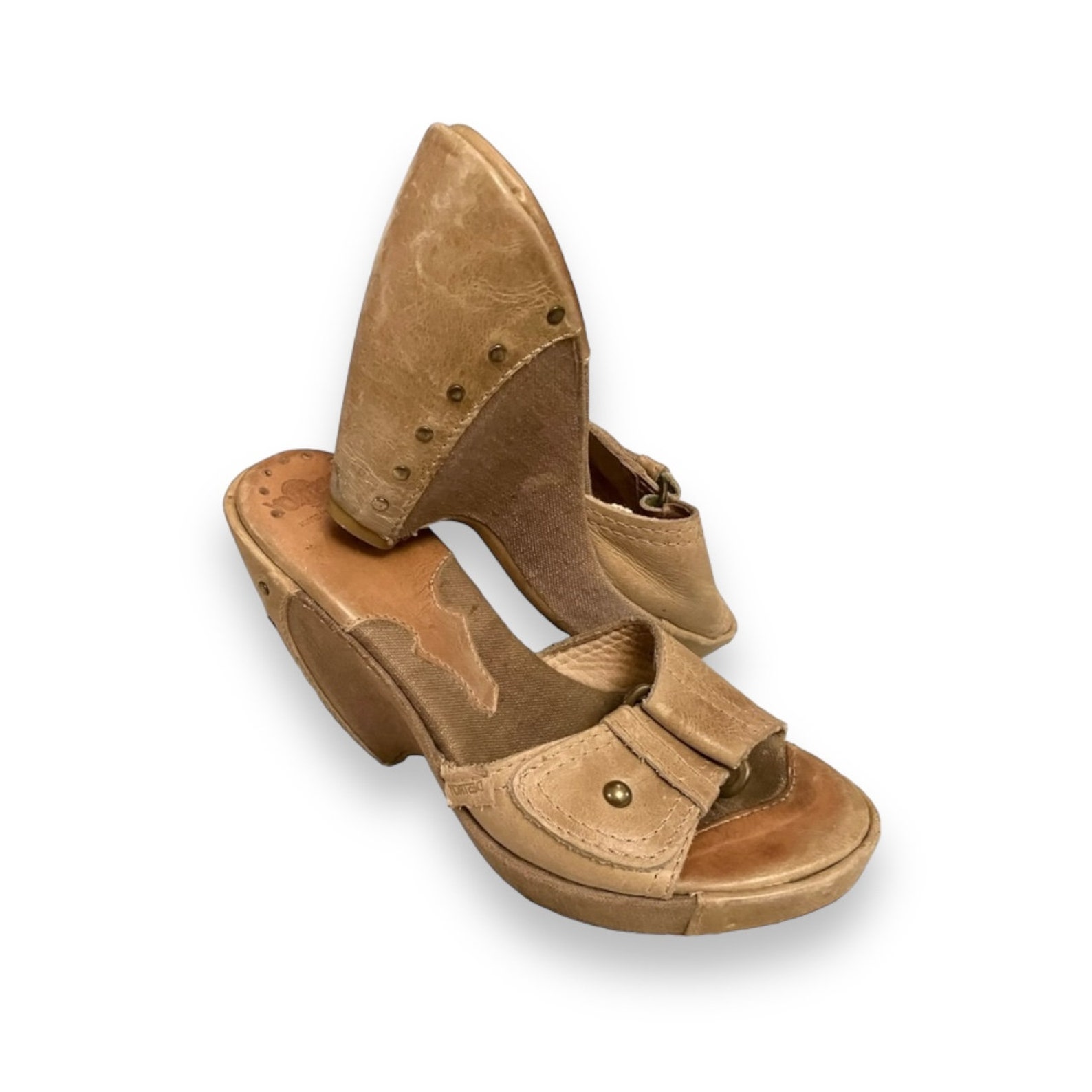 Iconic DESTROY 90s Vintage Light Brown Platform Sandals Leather Mules ...