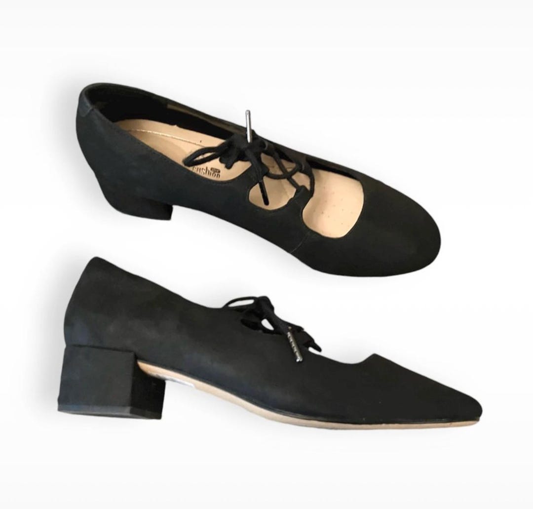 CLARKS Vintage Black Mary Jane Pumps 100% Leather 90s 00s Y2K Round Toe ...