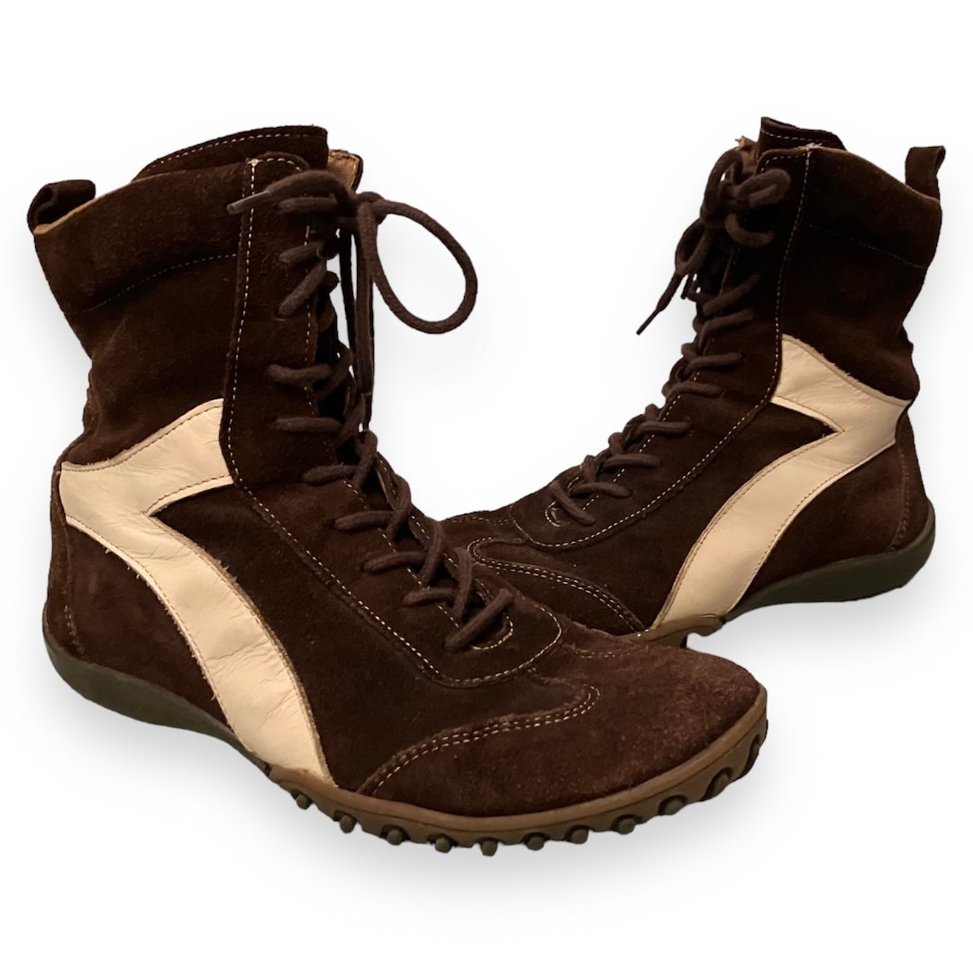 Ultra Rare Brown Vintage Y2K 90s Boxing Shoes Sneakers Front Lacing ...