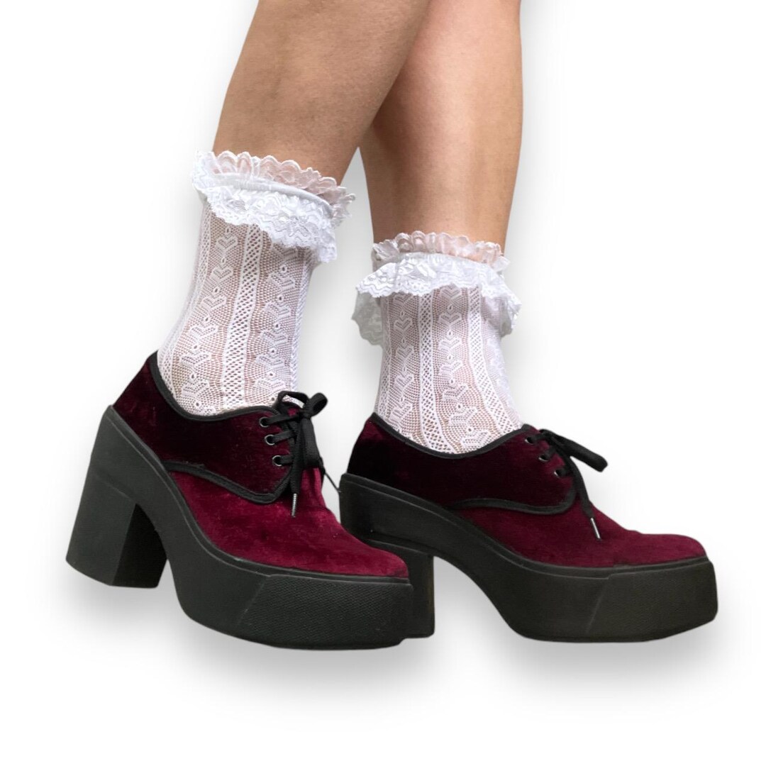 Outstanding Vintage 90s Mega Platform Chunky Velvet Boots Inspired by ...