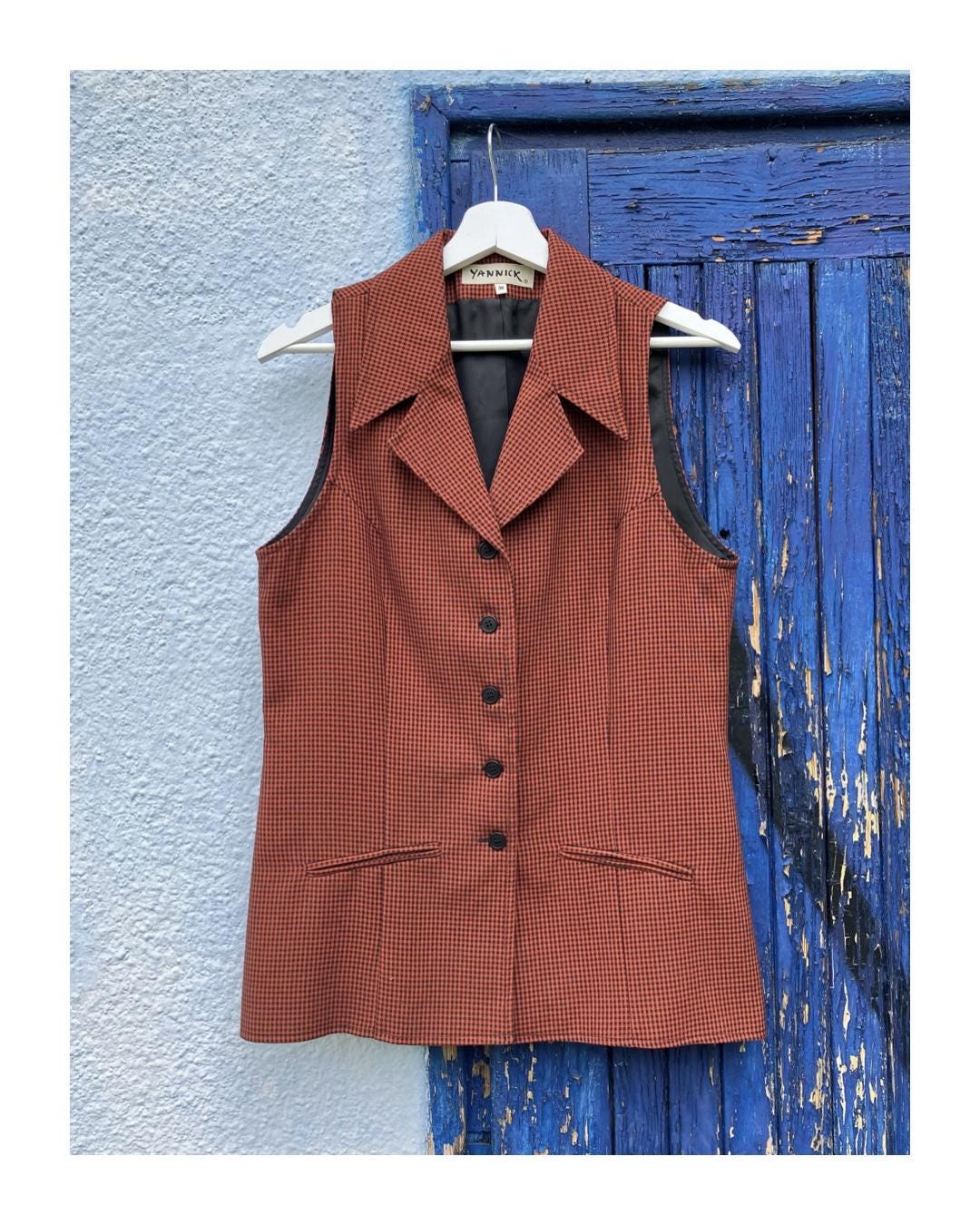 Vintage 70s Vest Annie Hall Iconic Collar in a Subtle Houndstooth ...