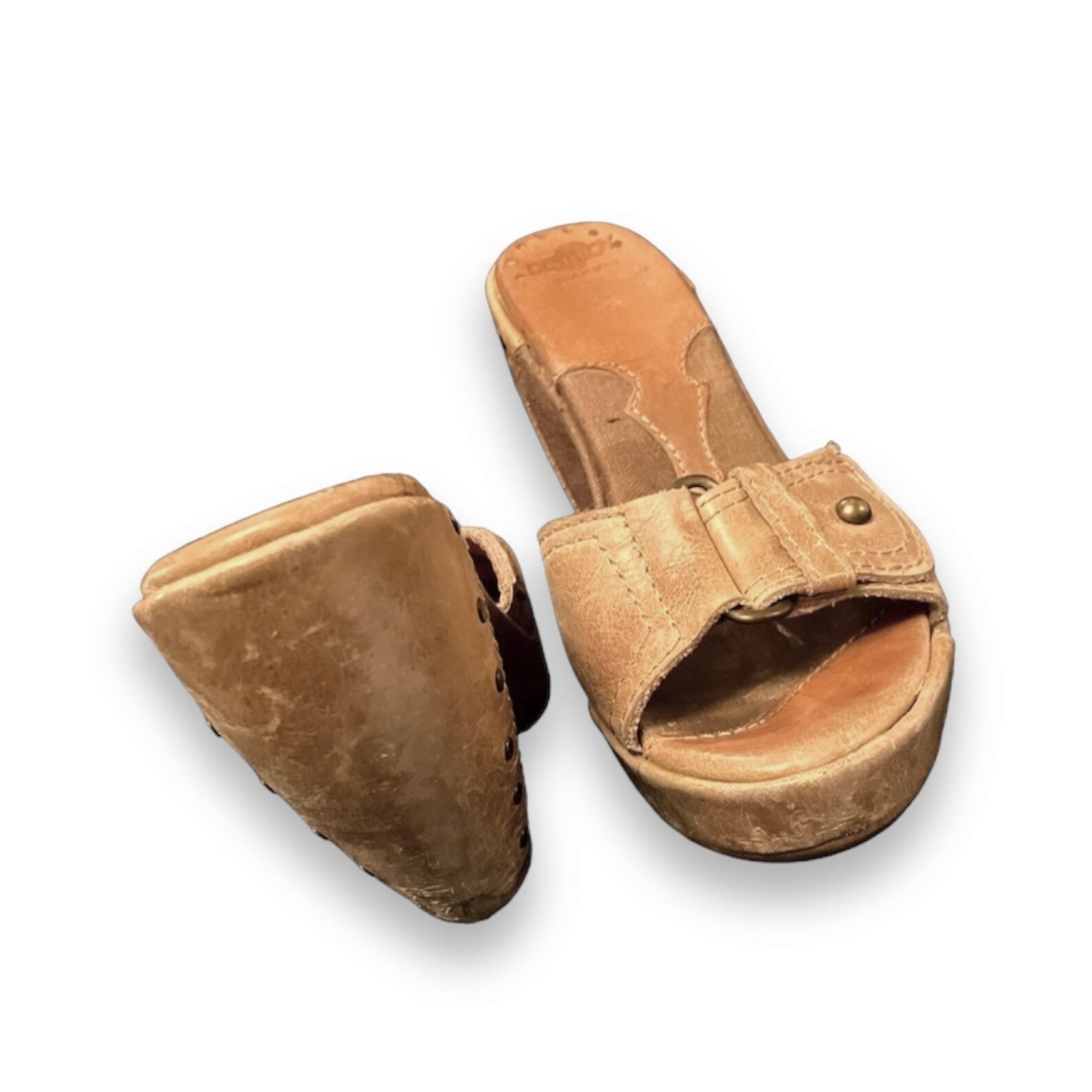 Iconic DESTROY 90s Vintage Light Brown Platform Sandals Leather Mules ...