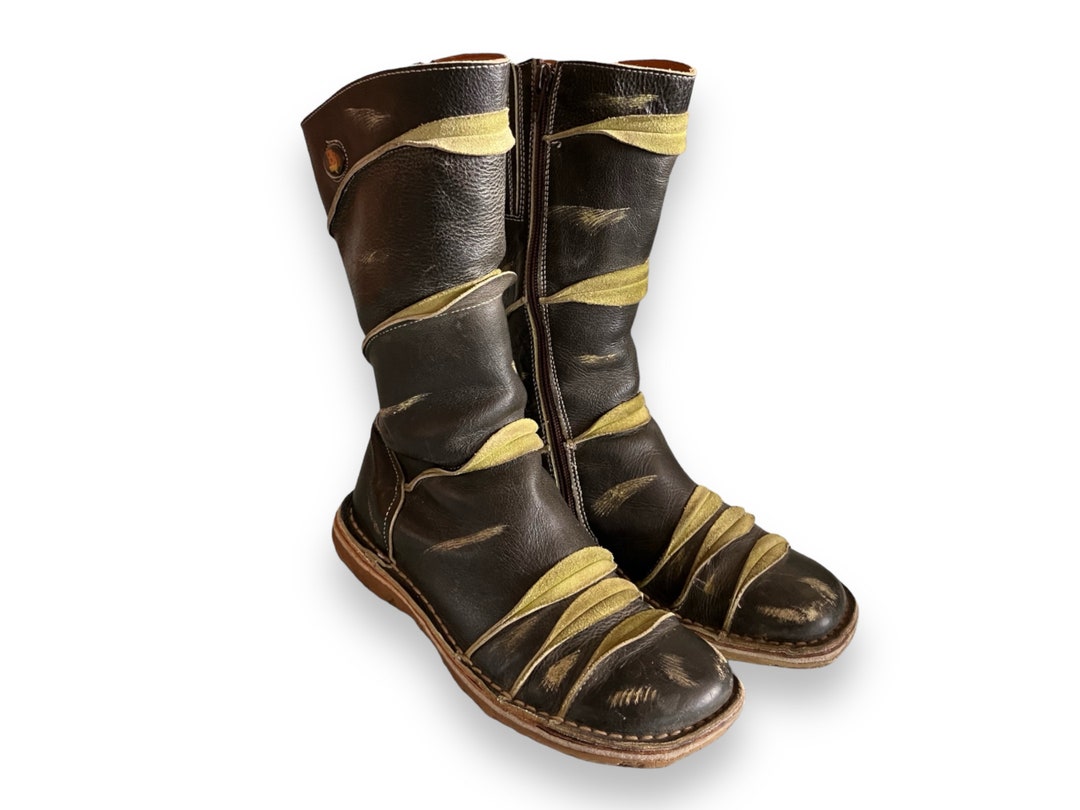 Very Rare EJECT Y2K Vintage Combat Mostro Soft Distressed Leather Mid ...