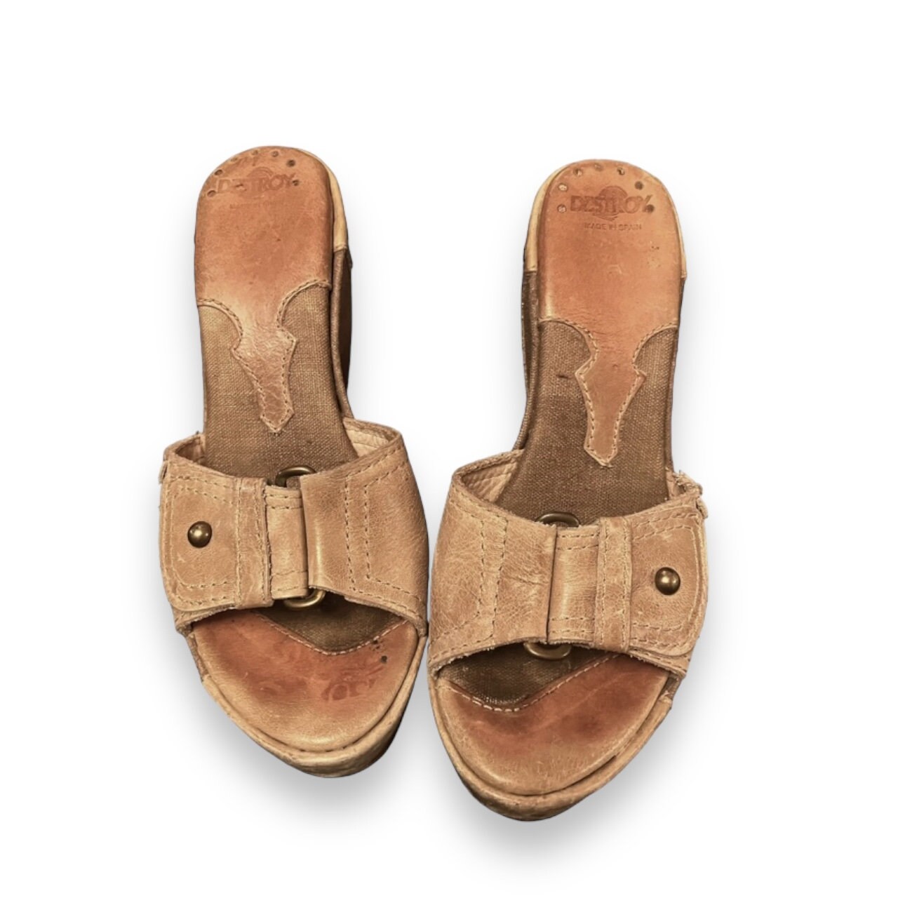 Iconic DESTROY 90s Vintage Light Brown Platform Sandals Leather Mules ...