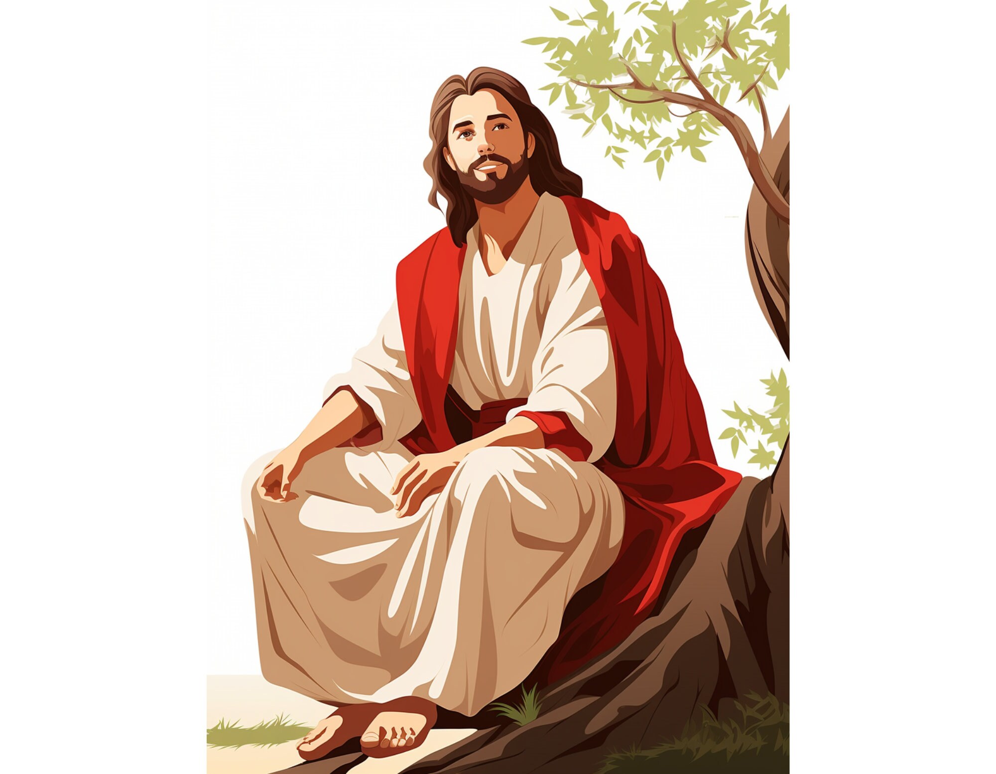 Christ Jesus Smiling Vector, Clipart - High Res JPG - Digital Download ...