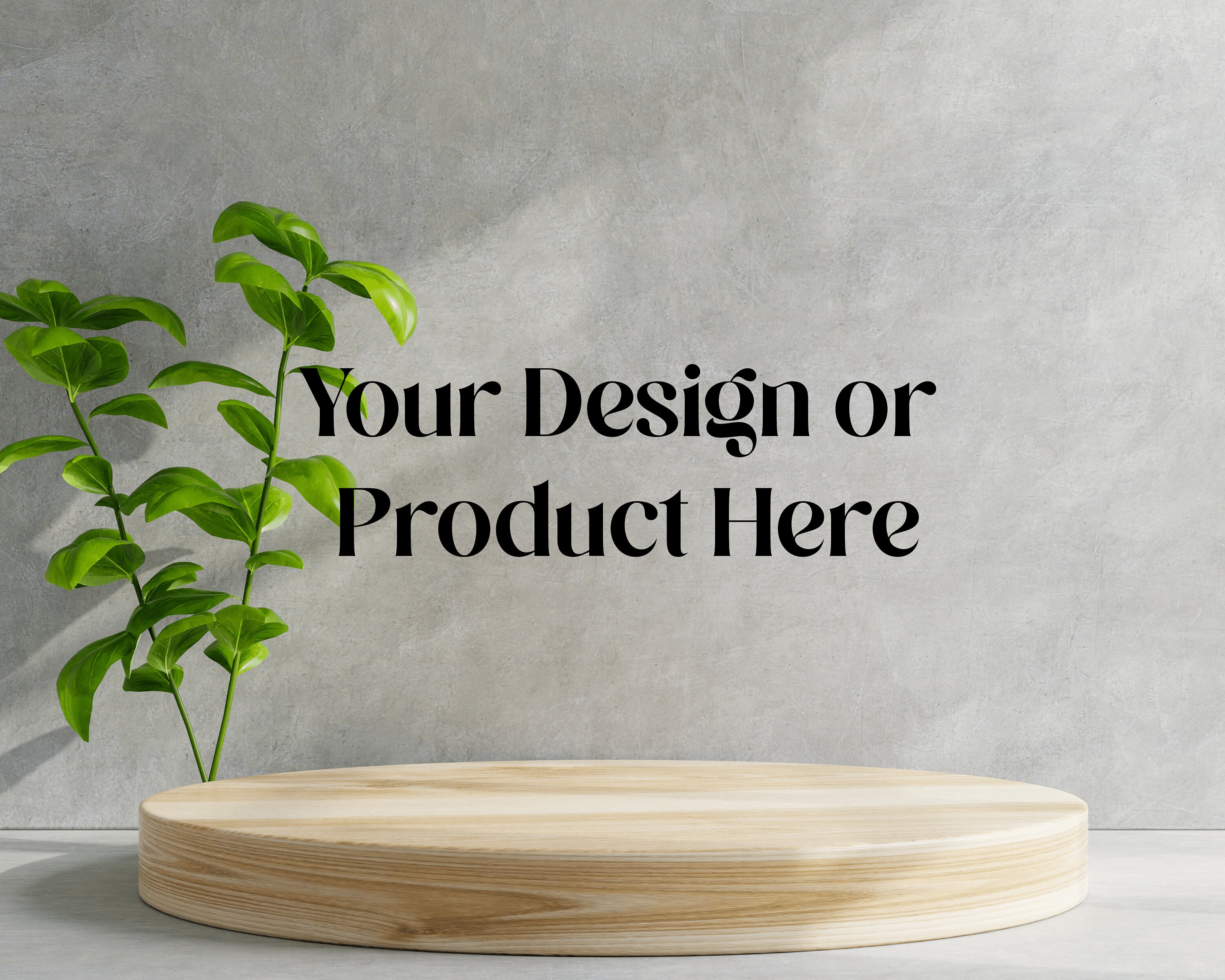 Product Background Mockup | Wood Podium on Table Counter With Concrete ...