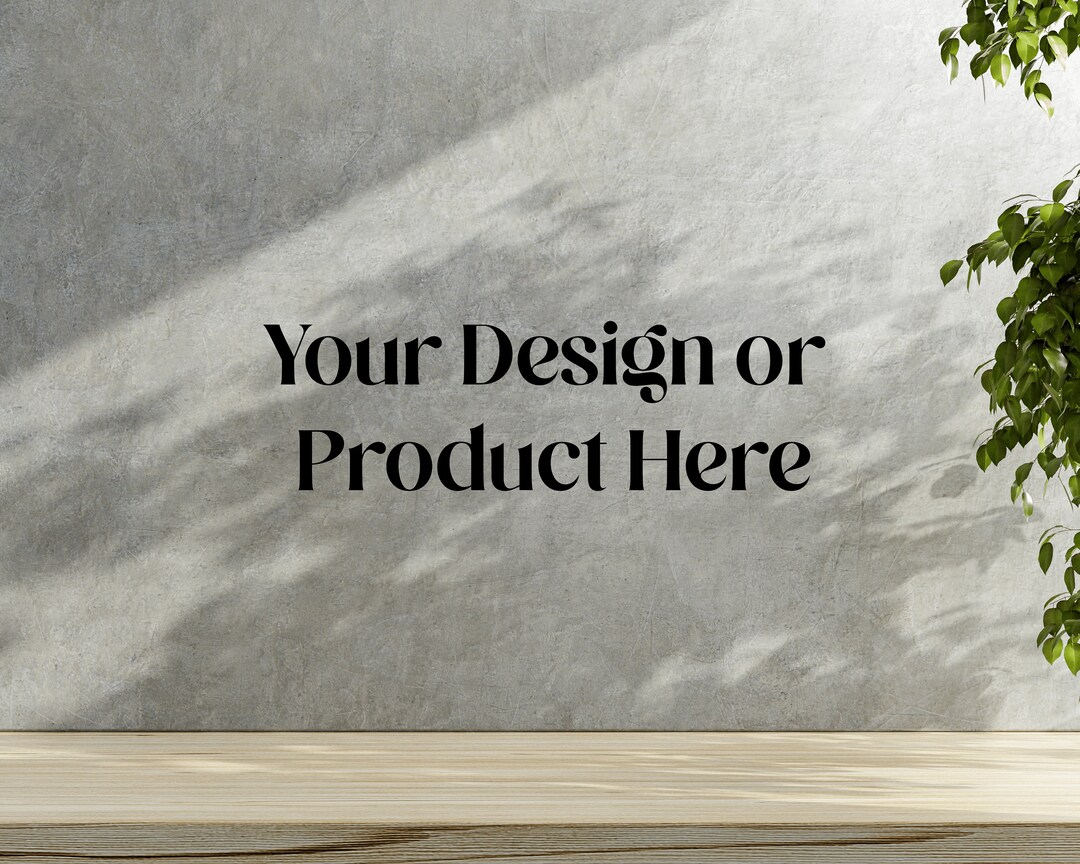 Product Background Mockup | Wood Podium on Table Counter With Concrete ...