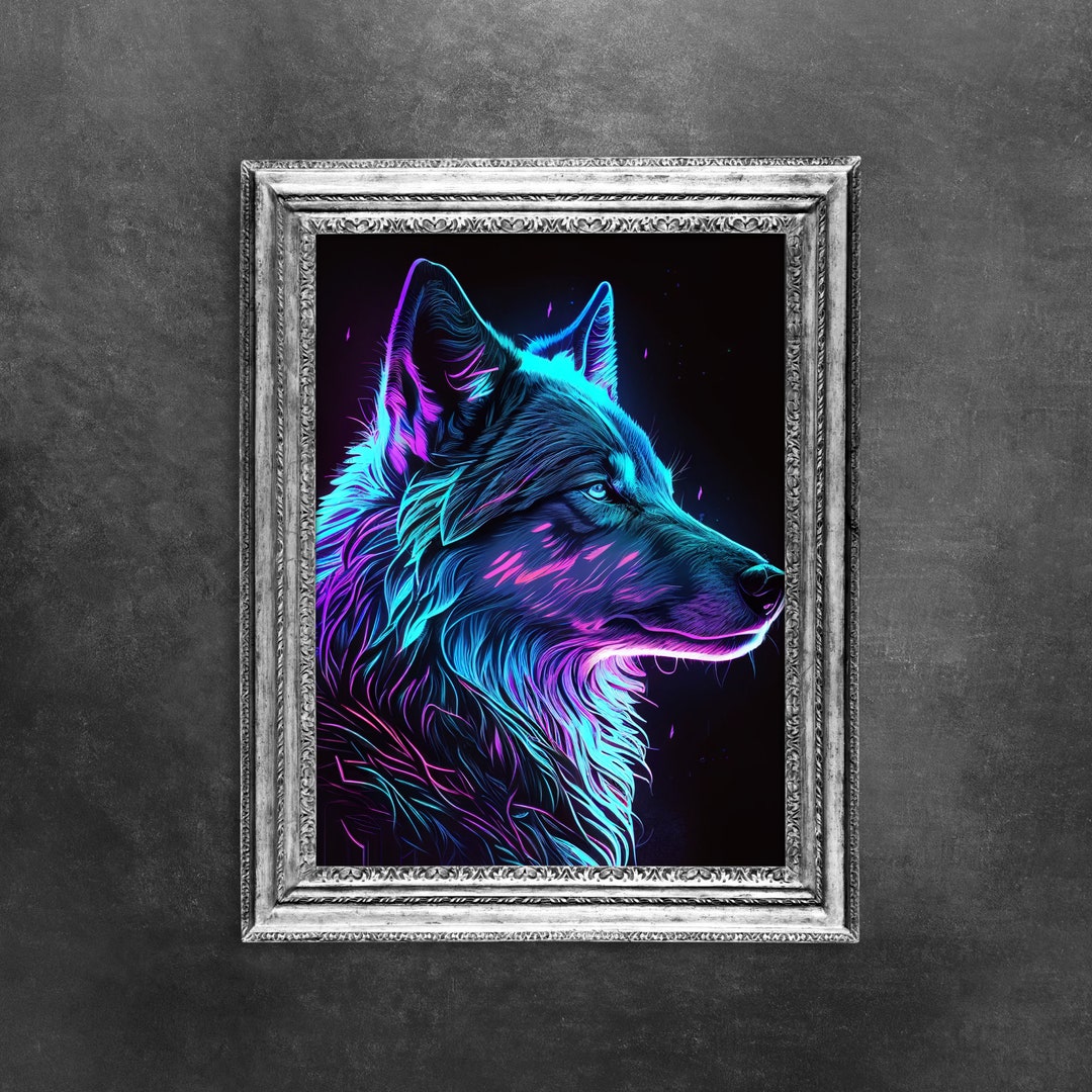Neon Wolf Digital Art - Printable Art - Digital Prints - Colorful ...