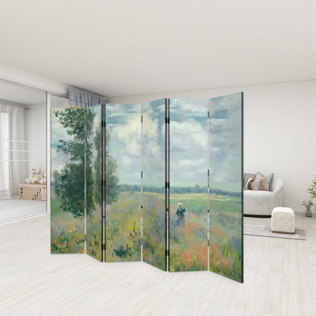 6 Panel Room Divider Folding Screen Fine Art / Monet / Poppy Fields ...